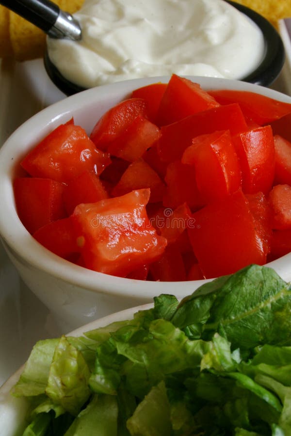 Lettuce, Tomato & Sour Cream Stock Image - Image of seasoning, tomato ...
