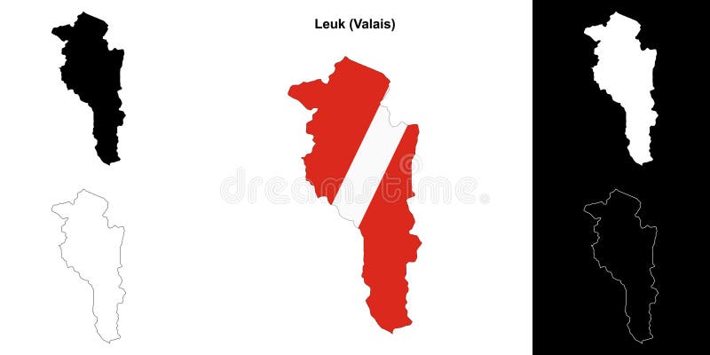 Leuk outline map stock vector. Illustration of contour - 335025114