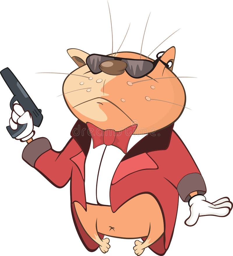 Leuke Cat Secret Agent Cartoon Vector Illustratie - Illustration of ...