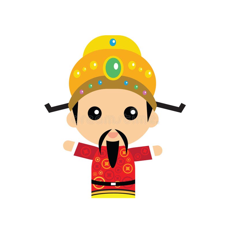 Leuke Chinese God Van Rijkdom Stock Illustratie - Illustration of ...