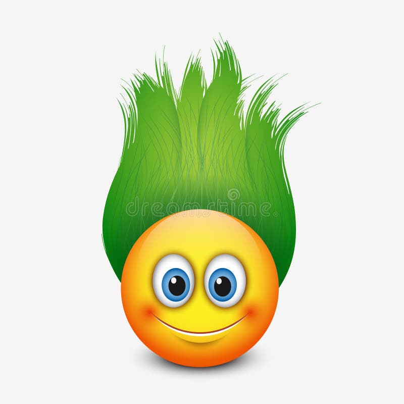 Leuke Emoticon Met Groen Haar - Emoji - Vectorillustratie Vector ...
