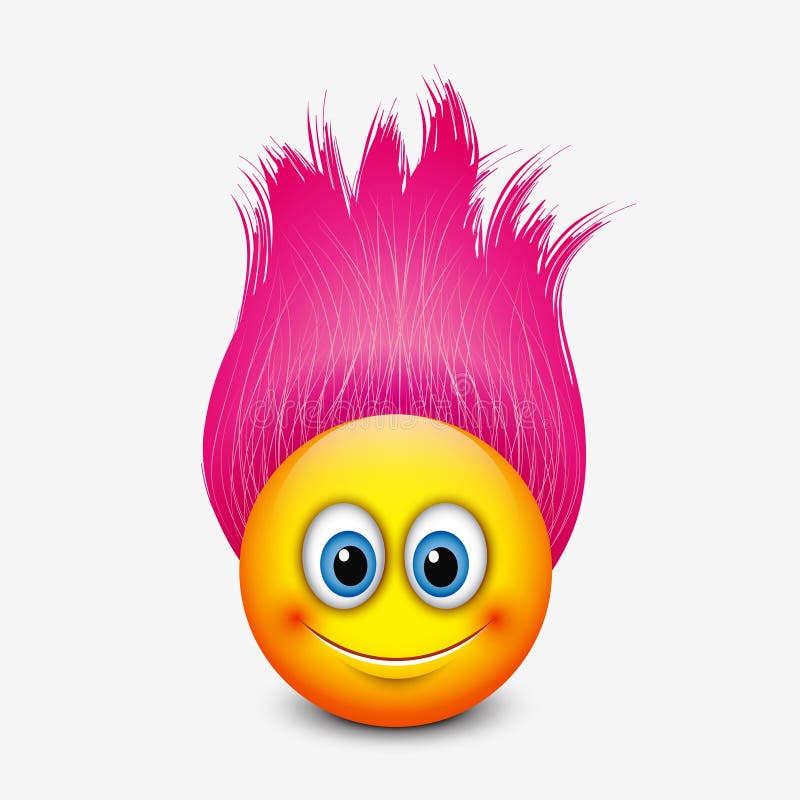 Leuke Emoticon Met Roze Haar - Emoji - Vectorillustratie Vector ...