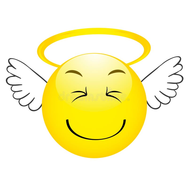 Leuke Engel Emoticon Met Vleugels, Emoji, Smiley Vector Illustratie ...