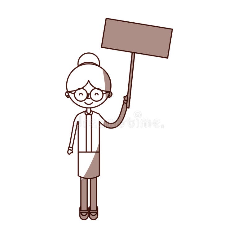 Leuke Grootmoeder Met Avatar Van Het Protestetiket Karakter Vector ...