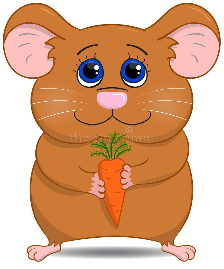 Leuke hamster met wortel vector illustratie. Illustration of leuk ...
