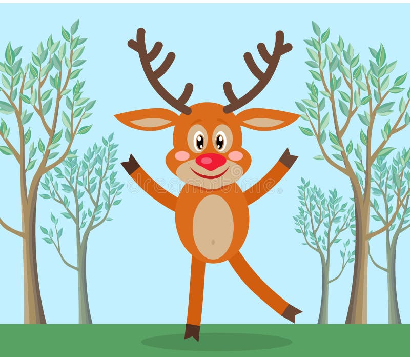 Leuke Herten in Forest Cartoon Flat Vector Vector Illustratie ...