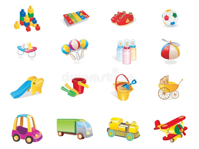 Leuke Het Spelen Van De Baby Pictogrammen Vector Illustratie ...