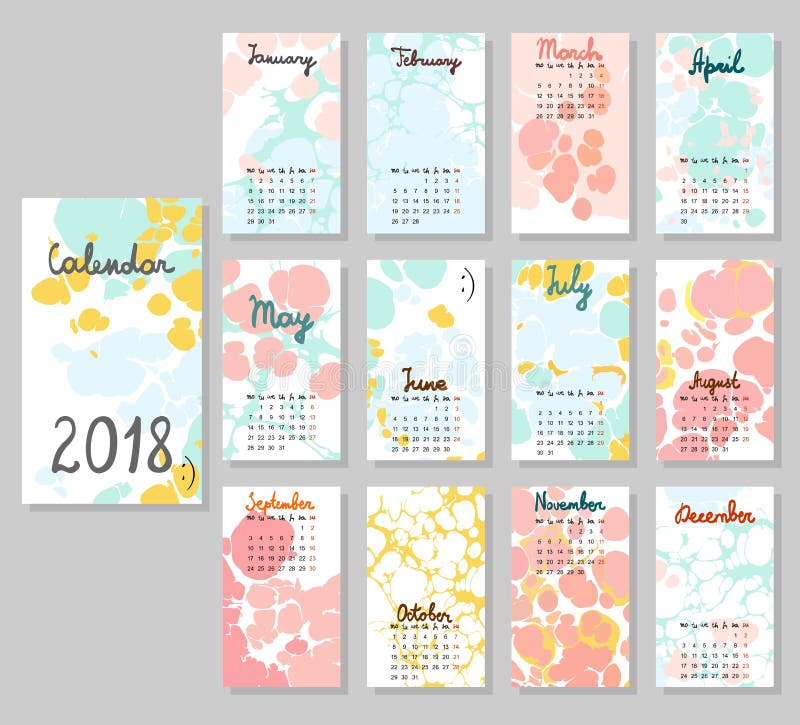 Leuke Kalender 2018 vector illustratie. Illustration of nieuw - 105244197