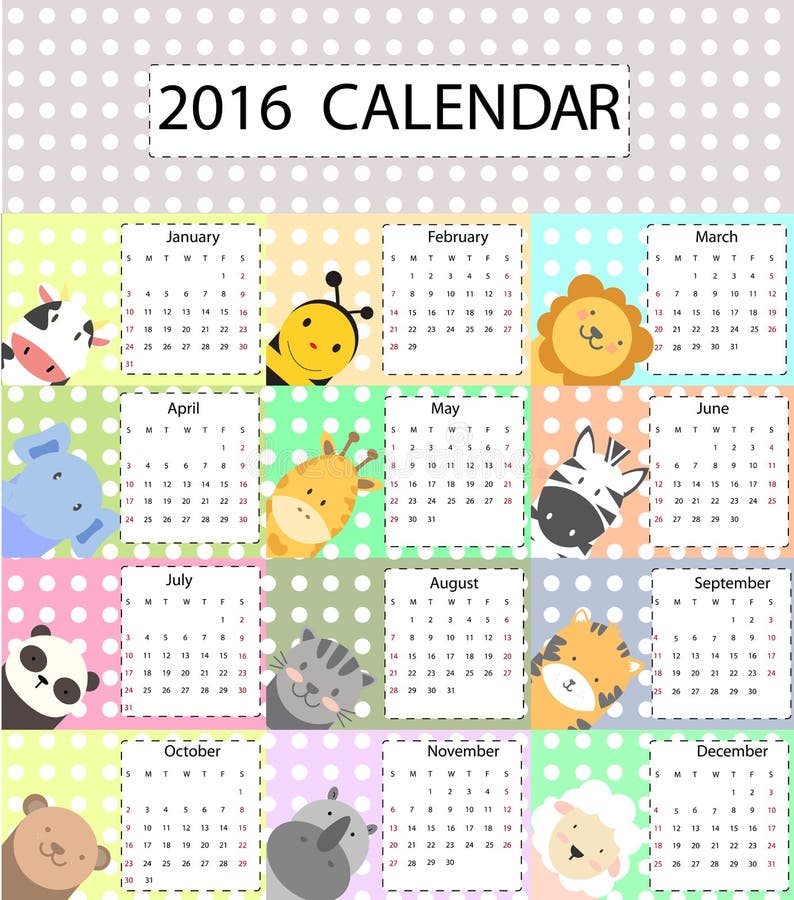 Leuke kalender vector illustratie. Illustration of illustrator - 60658672