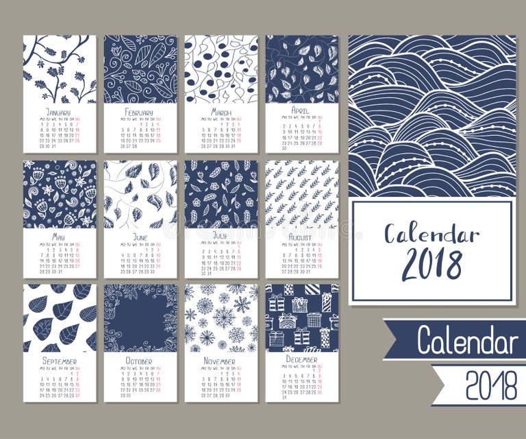 Leuke kalender voor 2018 vector illustratie. Illustration of ...