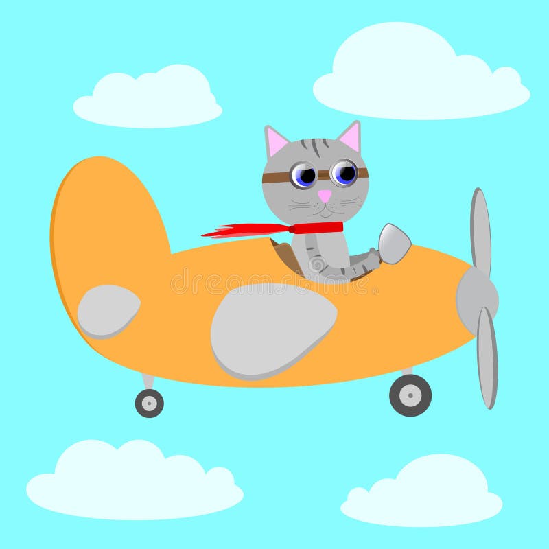 Leuke Kat Proef Op Het Vliegtuig Vector Illustratie - Illustration of ...