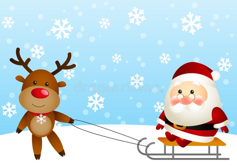 Schattige Kerstman Met Herten Vector Illustratie - Illustration of ...