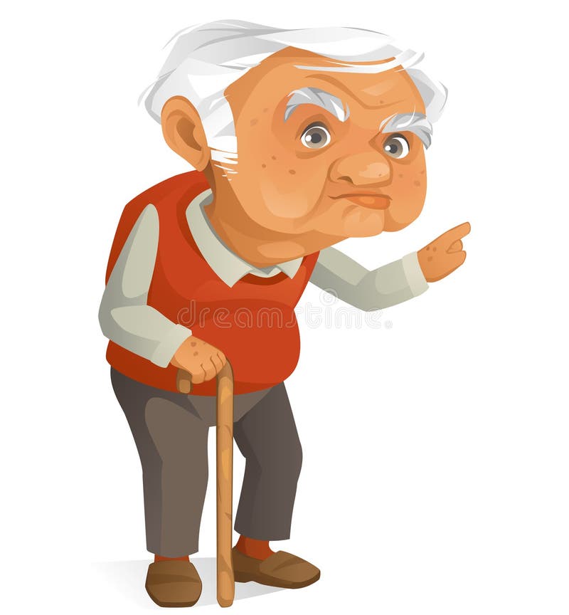 Boze cartoon van opa stock illustratie. Illustration of doekje - 191442140