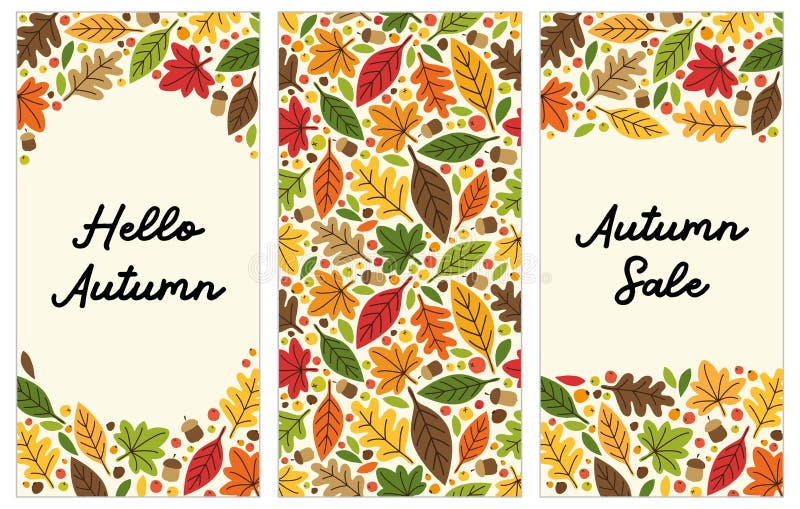 Leuke Reeks Verticale Banners Van Autumn Leaves Vector Illustratie ...
