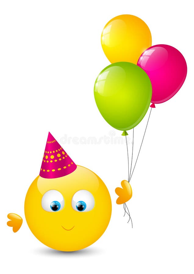 Leuke smiley met ballons vector illustratie. Illustration of pictogram ...