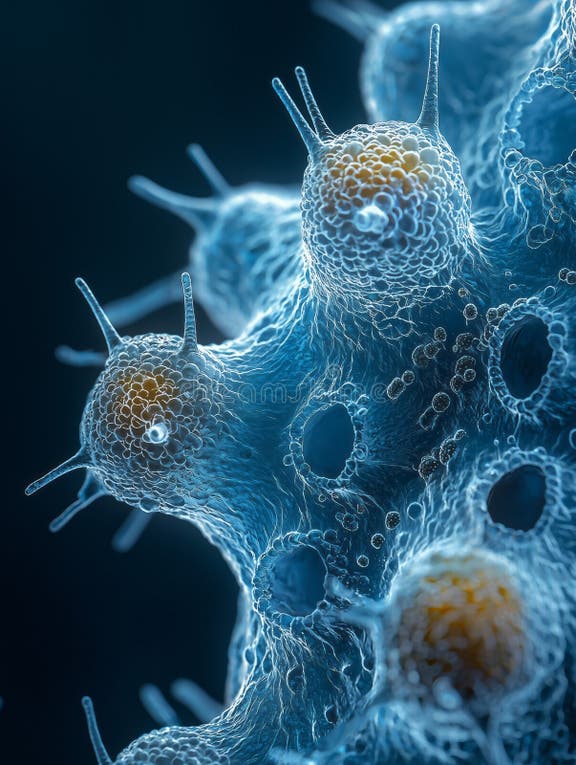 Leukocytes Attacking Pathogen in Human Body Under Microscope Stock ...