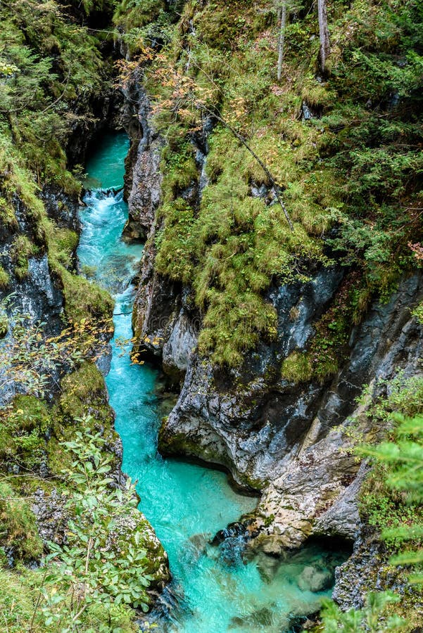Leutaschklamm - Wild Gorge with River in the Alps of Germany Stock ...