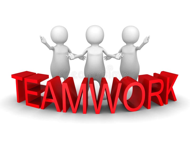 Leute 3d Team Mit Roter Konzeptwortteamwork Stock Abbildung ...