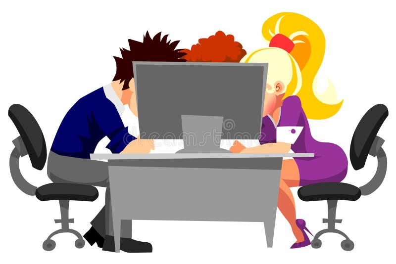 Leute, Die Im Büro am Computer Arbeiten Stock Abbildung - Illustration ...