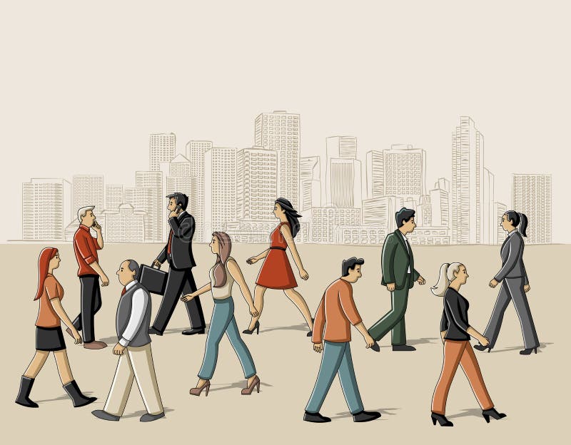Leute, Die In Die Stadt Gehen Vektor Abbildung - Illustration von gehen ...