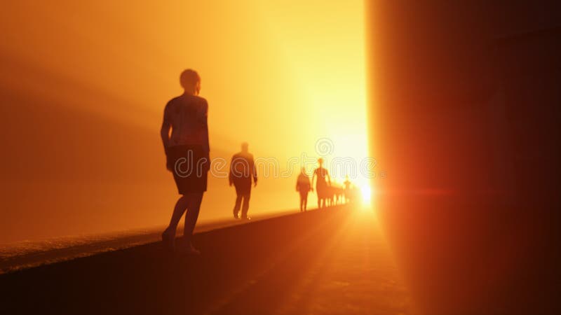 Leute gehen zum Licht stock abbildung. Illustration von glaube - 50714706