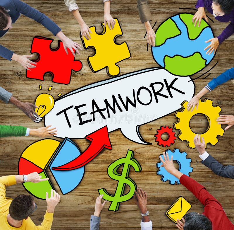 Leute Mit Teamwork-Konzept-Foto-Illustration Stock Abbildung ...
