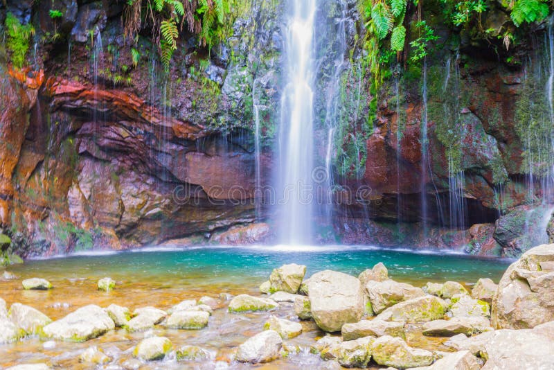 Levada Das 25 Fontes and Levada Do Risco Stock Photo - Image of rocks ...