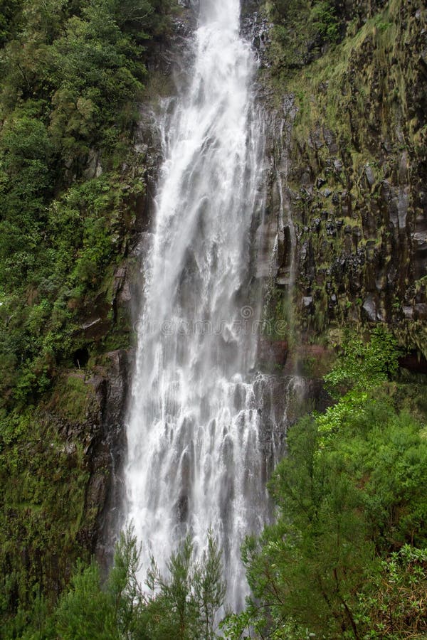 Levada do Risco waterfall stock photo. Image of scenic - 139950910