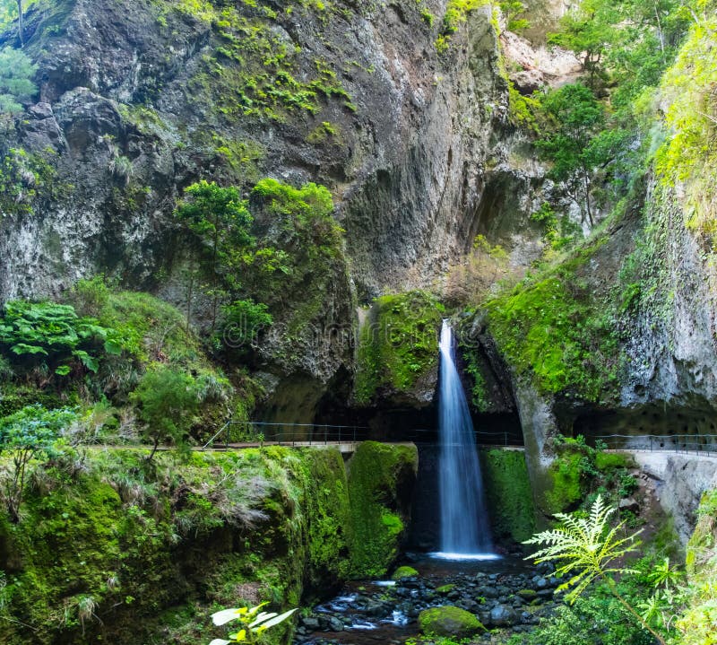 Levada Nova in Madeira. Beautiful Hiking Path with Waterfalls and ...