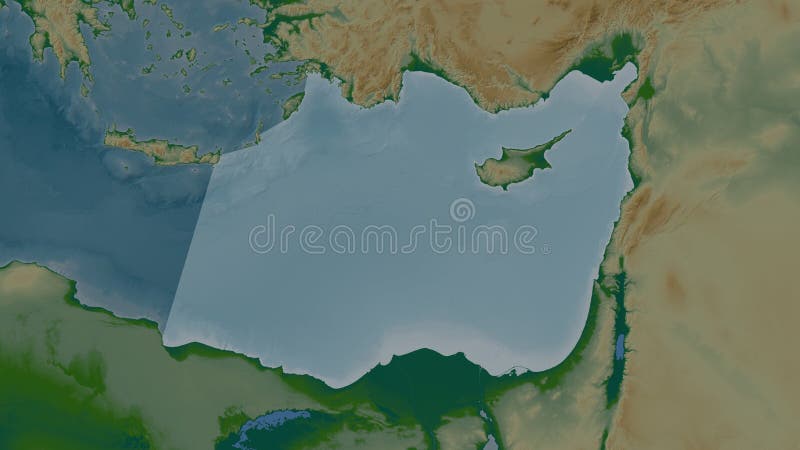 Levantine Sea Highlighted. Physical Map Stock Illustration ...