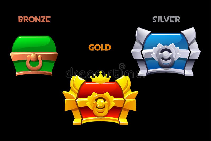 The Level Chests Icons for the UI 2D Game Stock Vector - Illustration ...