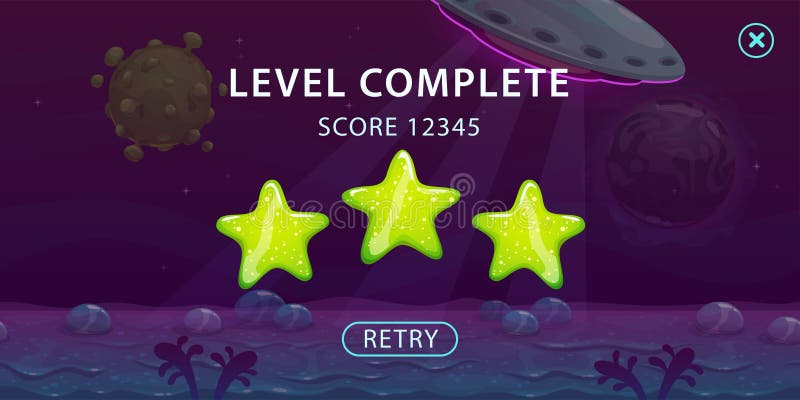 Level Complete Screen. Game End Horizontal Banner Stock Vector ...
