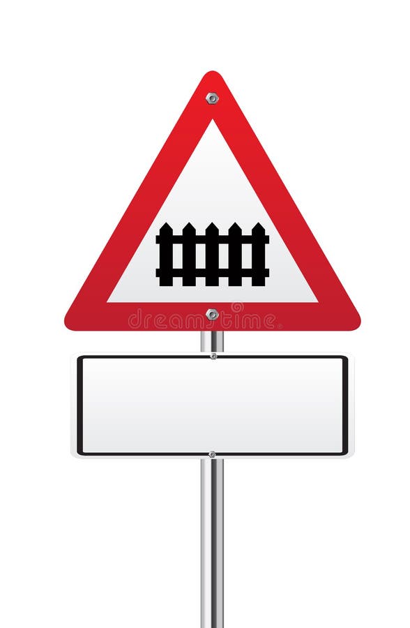 Level Crossing with Barrier Ahead Sign. Vector Illustration. EPS 10 ...