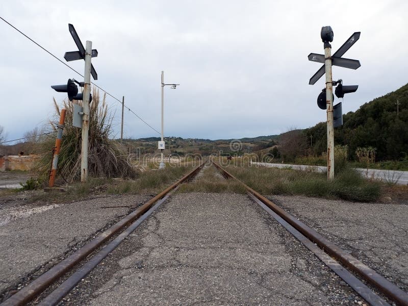 Level Crossing Road and Rail, Symmetrical Stock Photo - Image of bleak ...