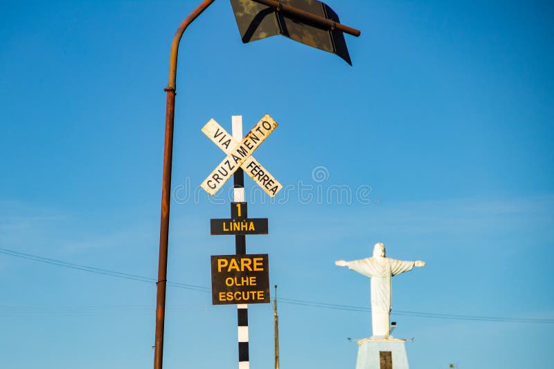 Level Crossing Warning Signal in Brazil. Stock Photo - Image of blue ... Level Crossing Warning Signal in Brazil. Stock Photo - Image of blue ...