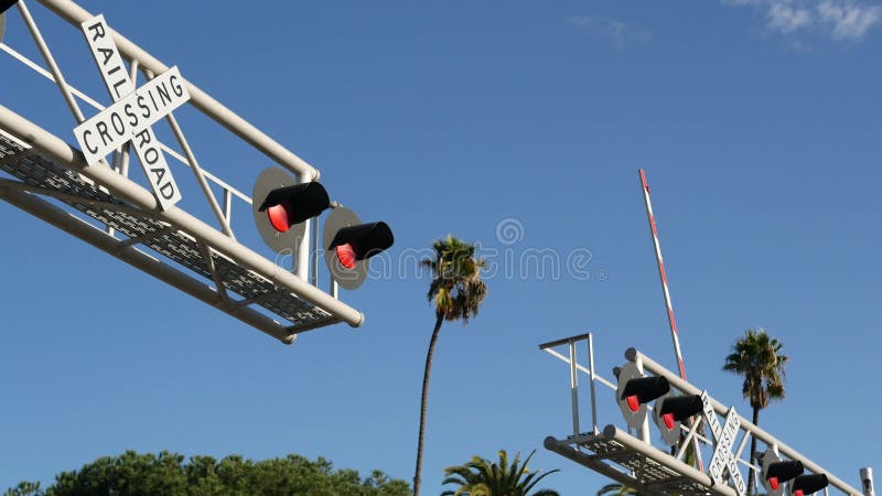 Level Crossing Warning Signal in USA. Crossbuck Notice and Red Traffic ... Level Crossing Warning Signal in USA. Crossbuck Notice and Red Traffic ...