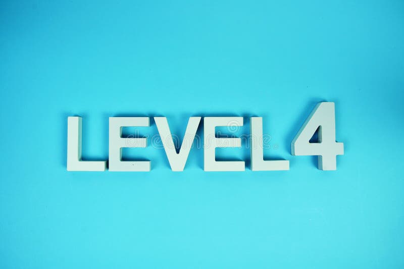 Level 4 Level Four Alphabet Letters on Blue Background Stock Photo ...