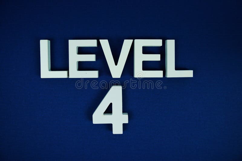 Level 4 Level Four Alphabet Letters on Navy Blue Background Stock Photo ...