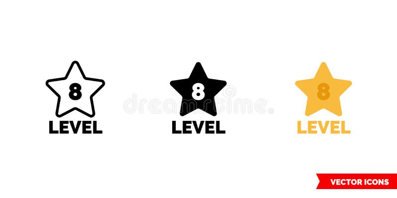 Level Icon of 3 Types Color, Black and White, Outline. Isolated Vector ...