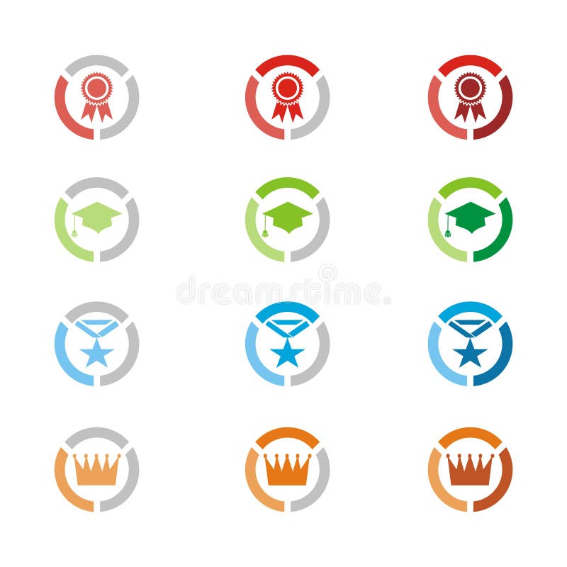 Level icons, level badges stock vector. Illustration of crown - 33821935