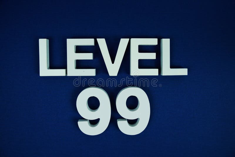 Level 99 Level Ninety-nine Alphabet Letters on Navy Blue Background ...