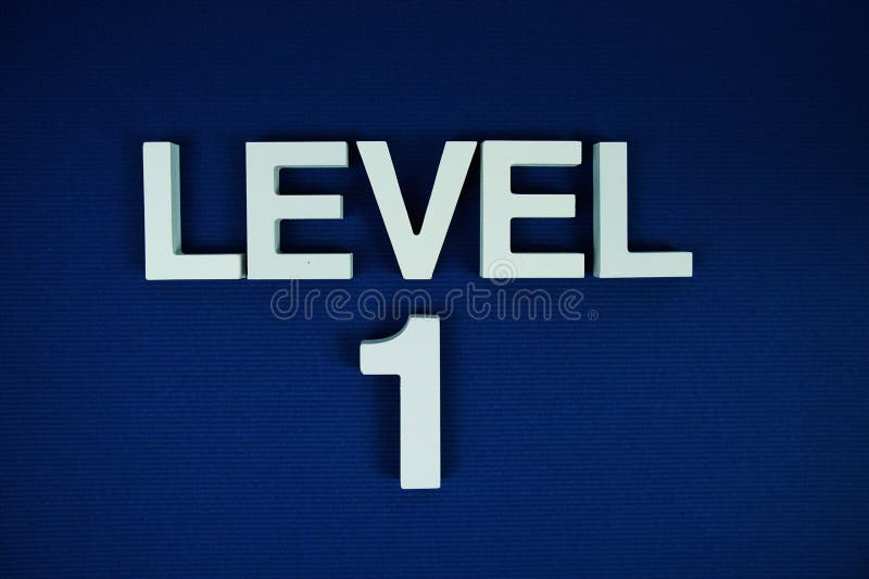 Level 1, Level One Alphabet Letters on Navy Blue Background Stock Image ...