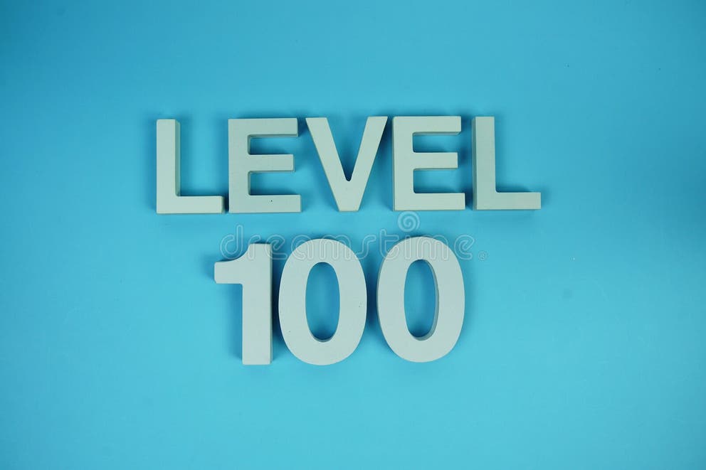 Level 100 Level One Hundred Alphabet Letters on Blue Background Stock ...