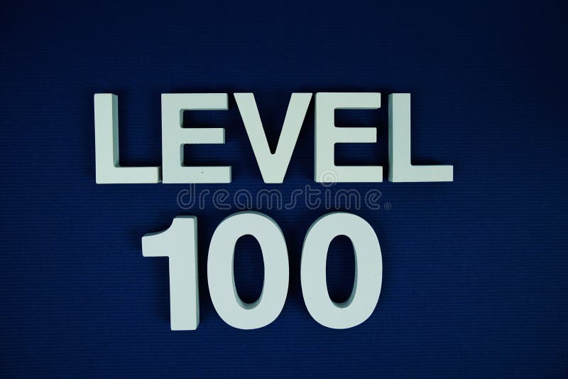 Level 100 Level One Hundred Alphabet Letters on Navy Blue Background ...