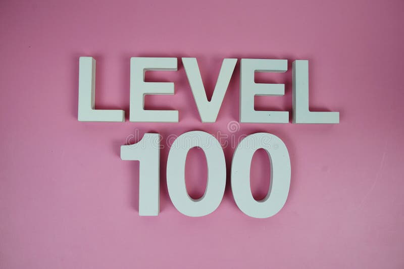 Level 100 Level One Hundred Alphabet Letters on Pink Background Stock ...