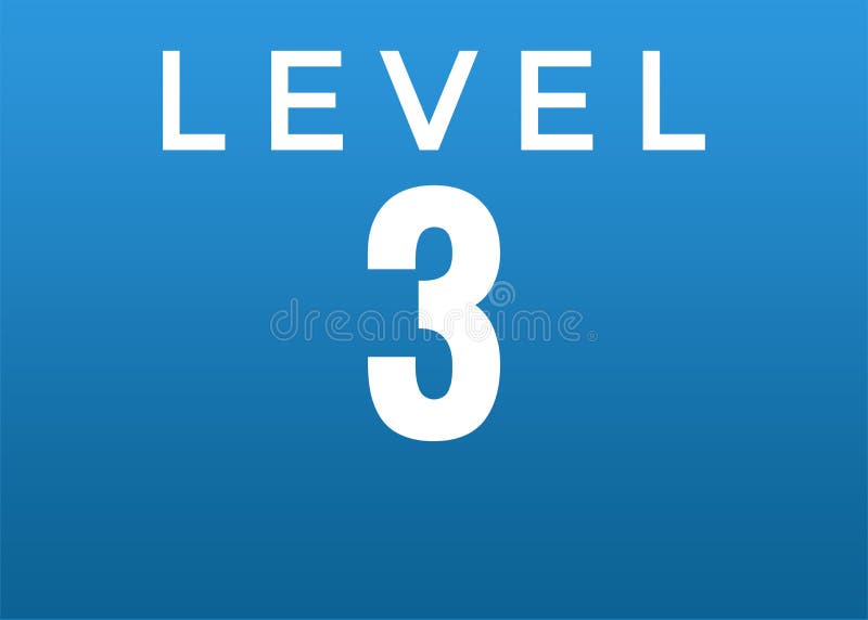 Level 3 Sign Isolated on Blue Color Background, Text Design ...