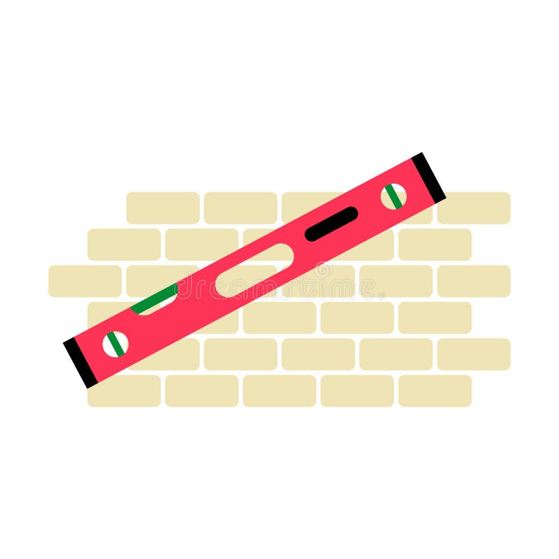 Level Tool Against Brick Wall in Flat Vector Illustration Symbolizing ...
