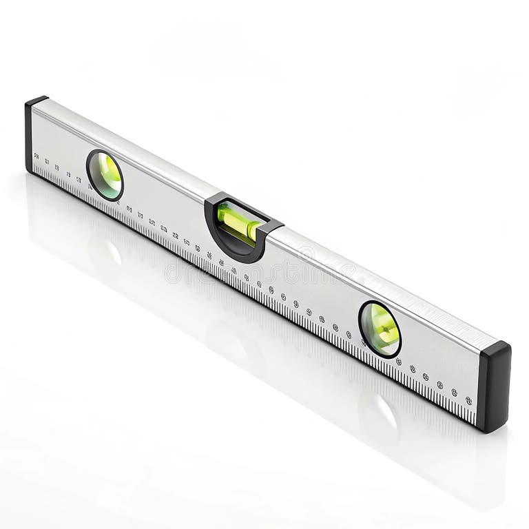 Level Tool with Bubble and Measuring Scales on White Background Stock ...