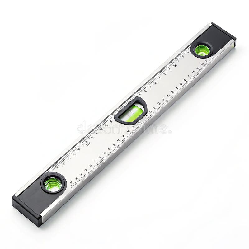 Level Tool with Bubble and Measuring Scales on White Background Stock ...