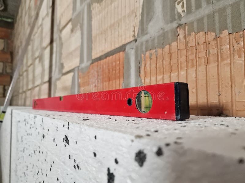 Level Tool for Construction in Progress Stock Photo - Image of ...